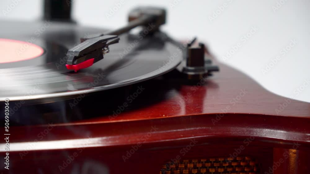 Vinyl record player in action. Old school style cinemagraph loop vinyl ...