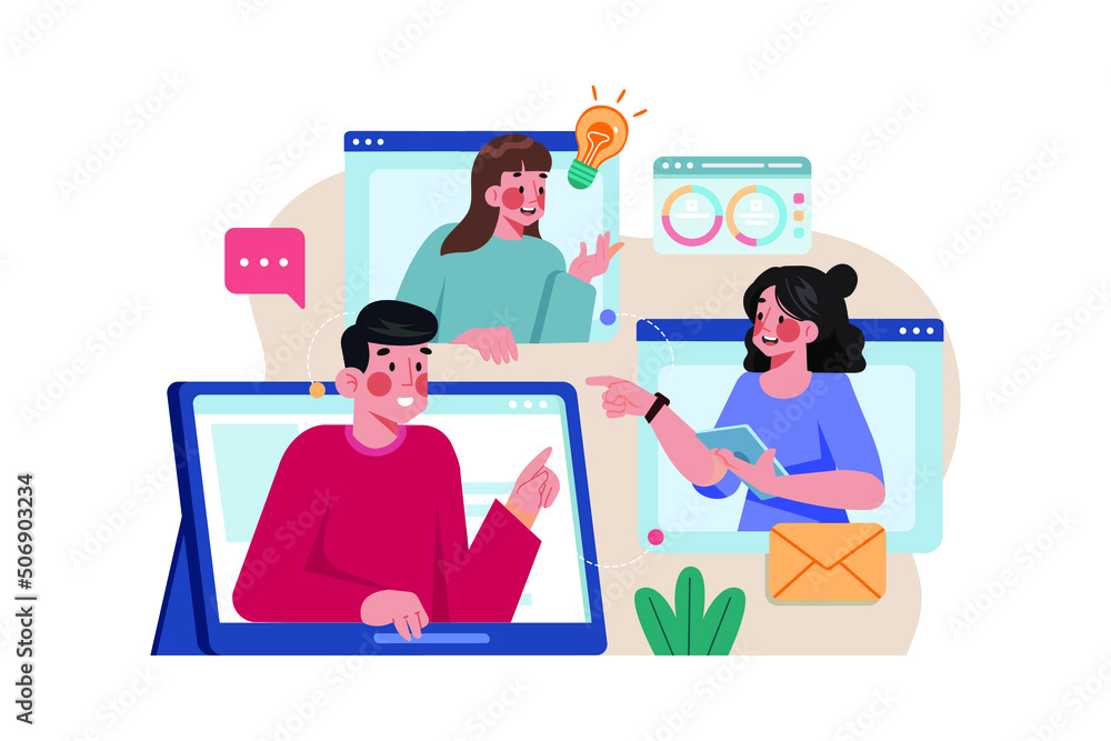 Online meeting Illustration concept. Flat illustration isolated on ...