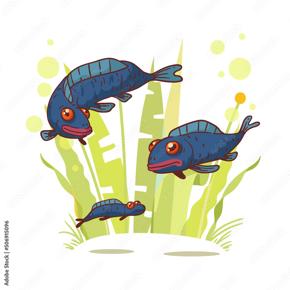 A Fish Family, isolated vector illustration. Colored cartoon ...