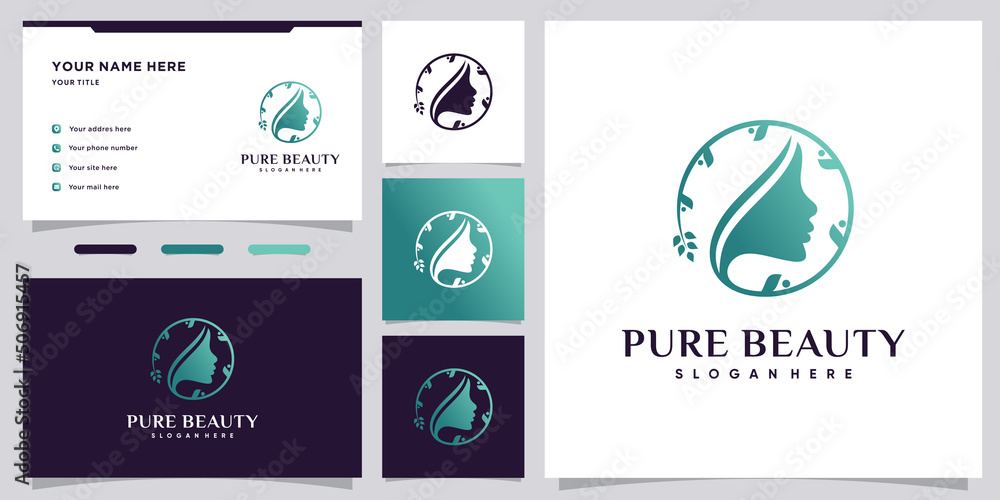 Pure beauty logo design for beauty salon with business card design ...