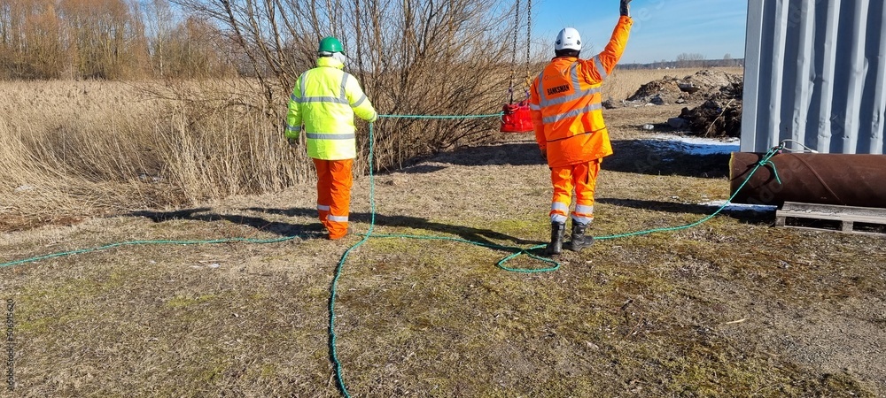 Banksman Slinger Signaller Rigger during Lifting operation Stock Photo ...