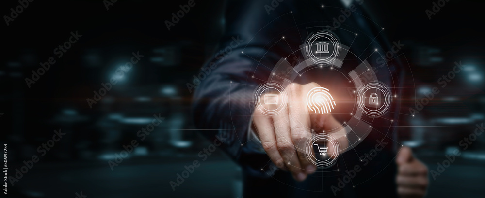 Protection and blocking with a fingerprint. Stock Photo | Adobe Stock