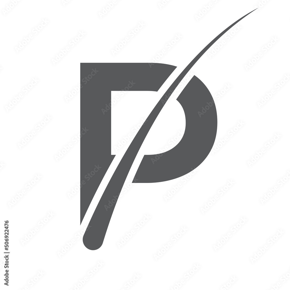 Hair treatment logo on P Letter vector template. Dermatology logo ...