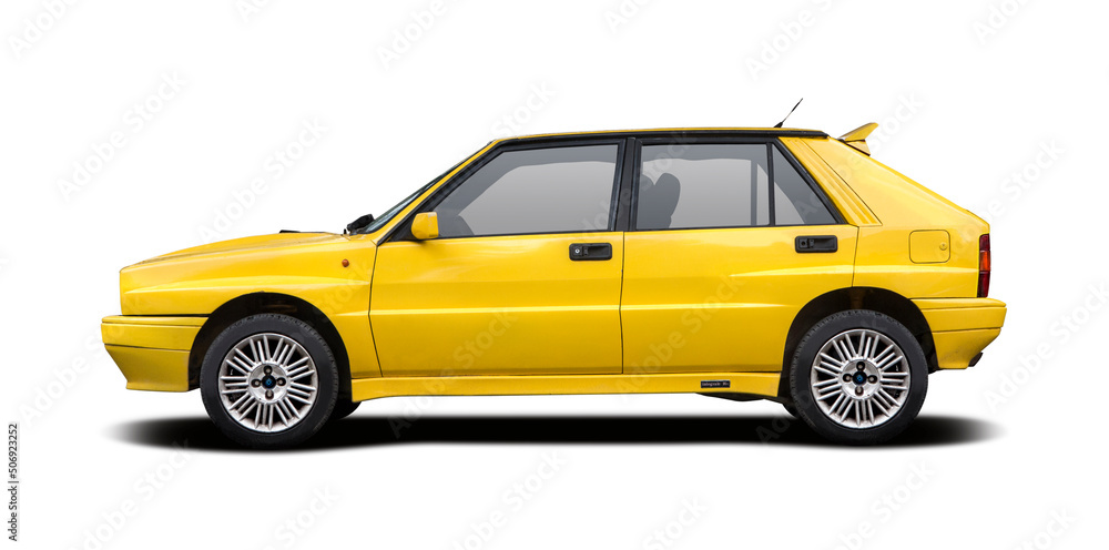 Lancia Delta HF Integrale car, side view isolated on white background ...