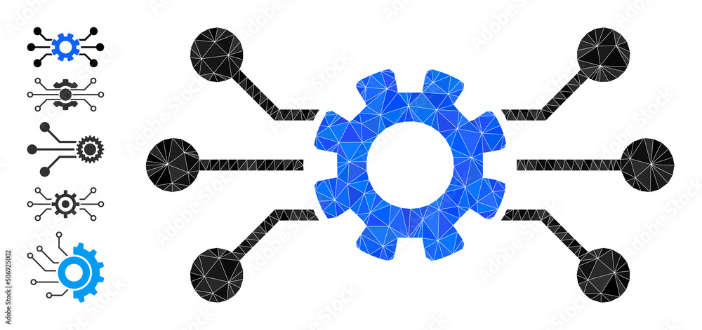 Vector low-poly circuit gear icon illustration is designed with ...