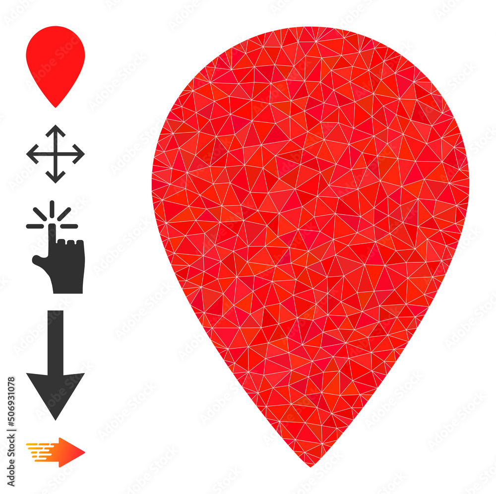 Vector low-poly map pointer icon illustration is designed with ...