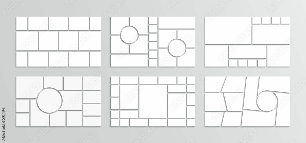 Photo album template collection. Mood board collage grid. Mosaic ...