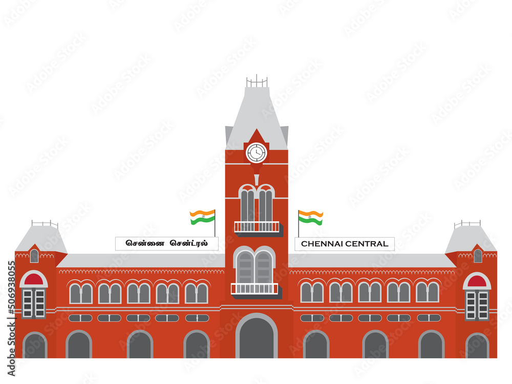 Chennai central railway station vector M.G.R Railways station Tamilnadu ...