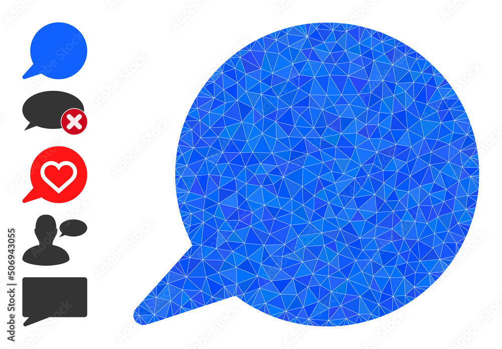 Vector lowpoly message icon illustration is constructed from random ...