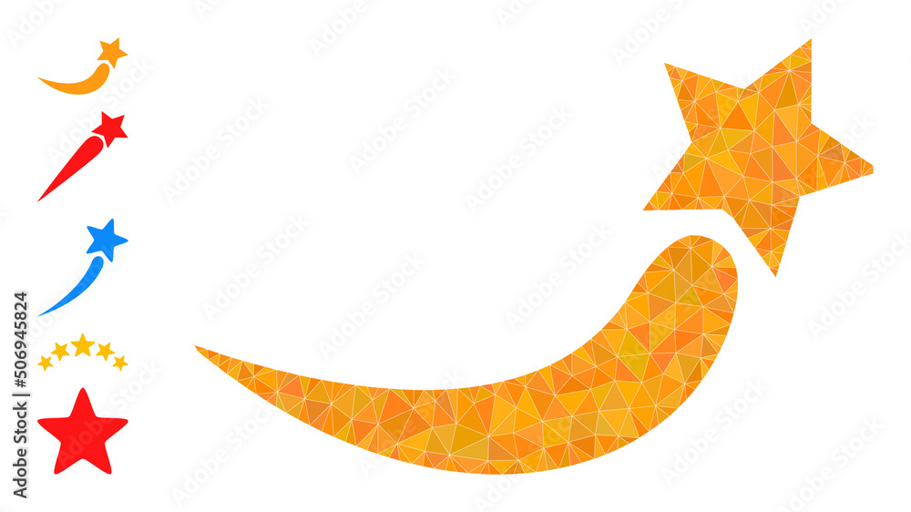 Vector low-poly rising star icon illustration is combined from ...