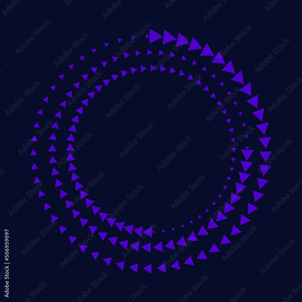 Abstract violet triangles in circle form. Geometric art. Trendy design ...
