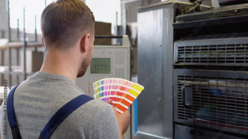 Graphic designer choosing colors from color palette. Concept of color ...