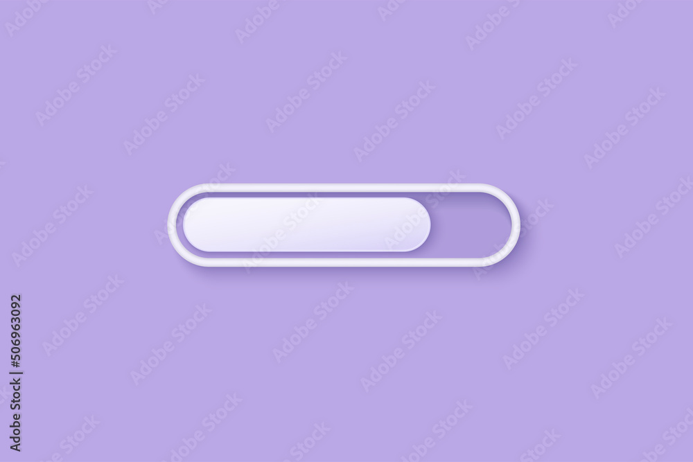 3D loading bar icon on purple background. Project progress data for ...