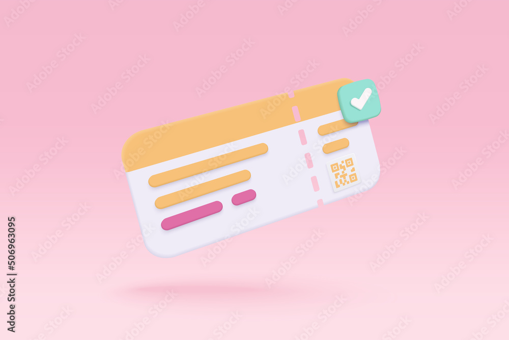 3D airline boarding pass ticket, ready for tourism and travel planning ...