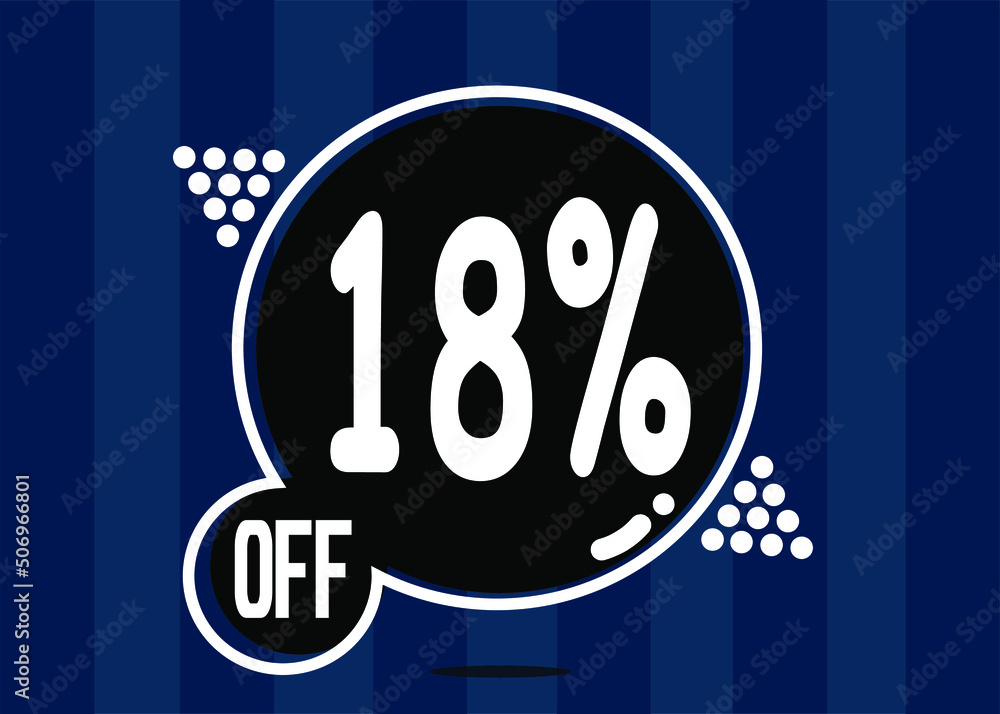 18% off. Dark banner with 18 percent discount on a black balloon for ...
