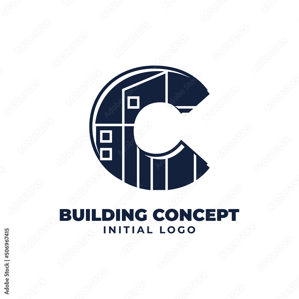 letter C with building object initial vector logo design suitable for ...
