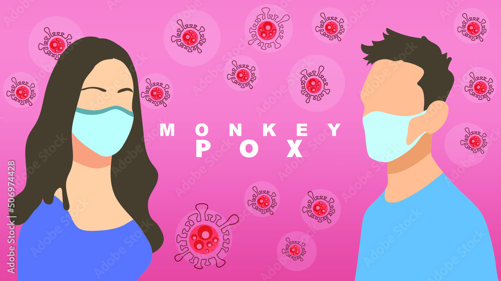 Illustration of monkeypox virus, Vector of a person with monkeypox ...