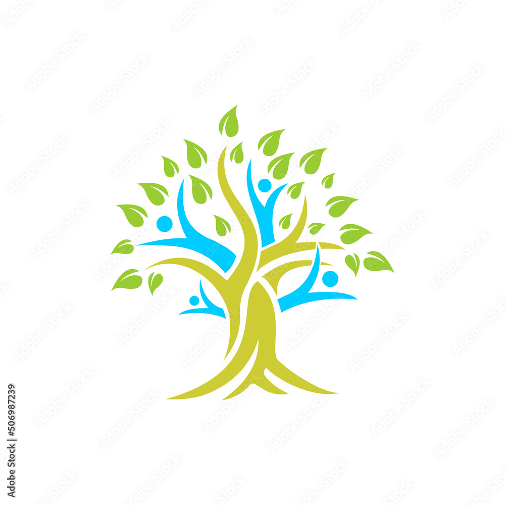 Family Tree Vector Logo Template. This logo combine human with green ...