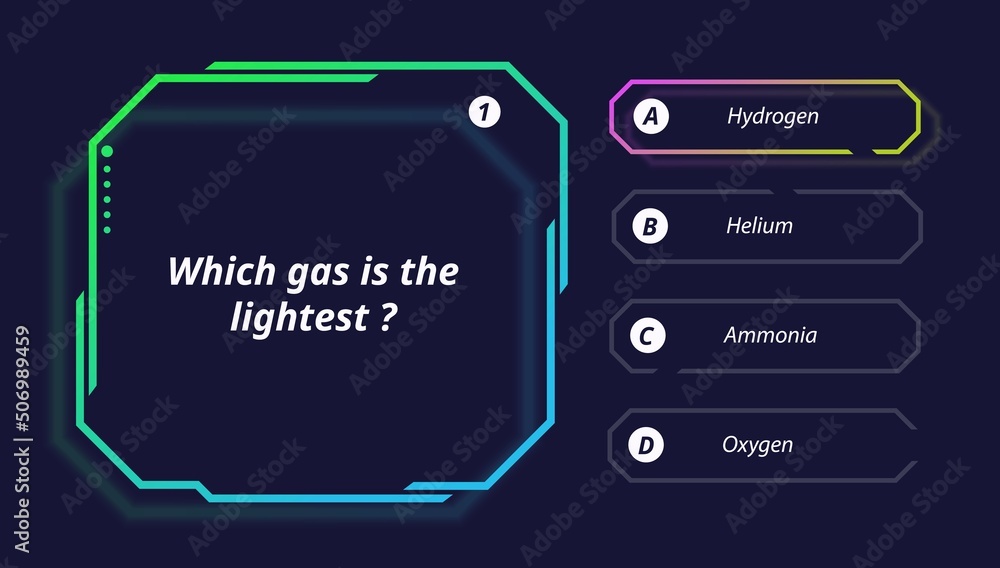 Quiz questions and test menu choice of TV show game, vector neon ...