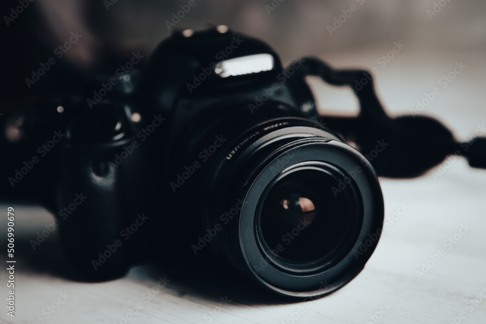 Digital single lens reflex camera from above Stock Photo | Adobe Stock