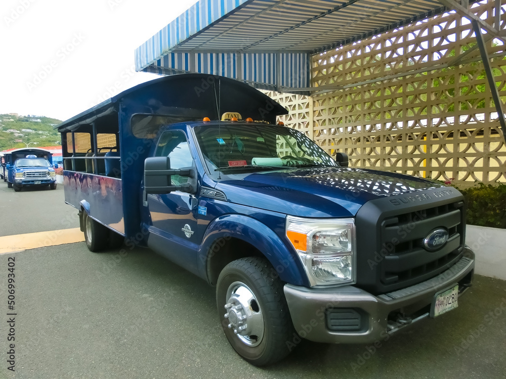 Transporation to a beach on a from a boat dock to the beach on a ...