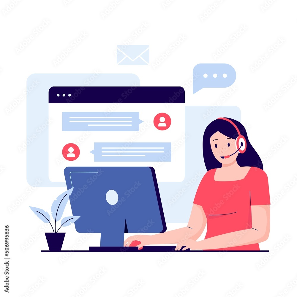 Online customer support live chat illustration concept. Illustration ...