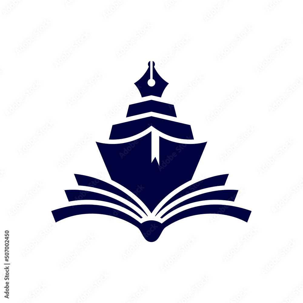 sailing book logo template. schooner, logo, book, sailing, ship ...