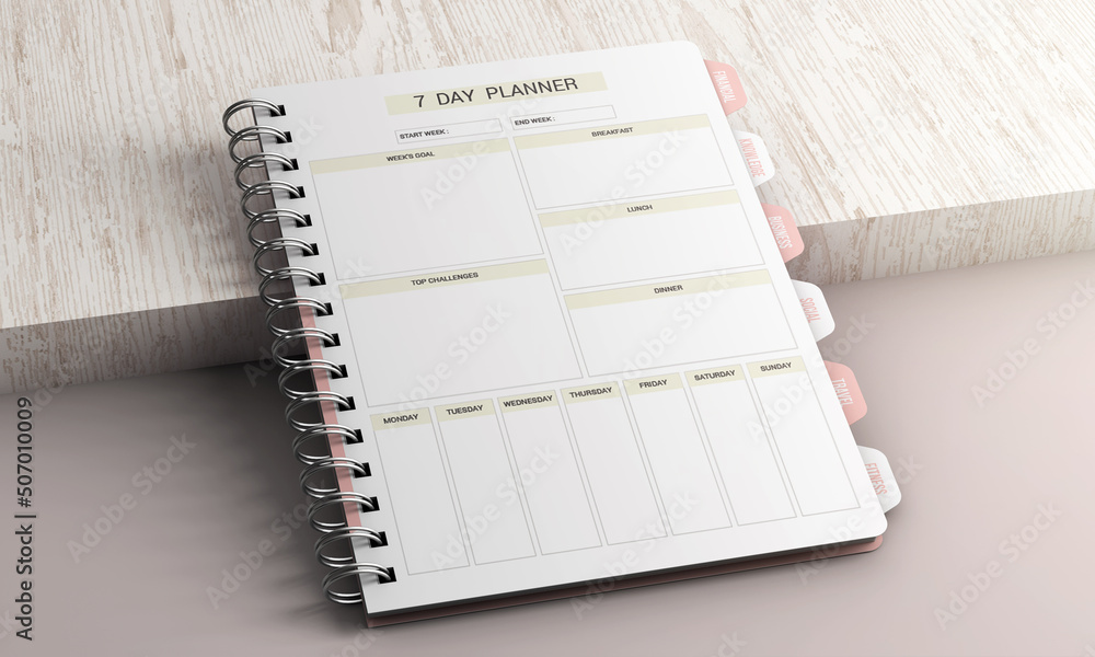 7-Day Planner Printable | Weekly Planner | To-Do List. Stock Vector ...