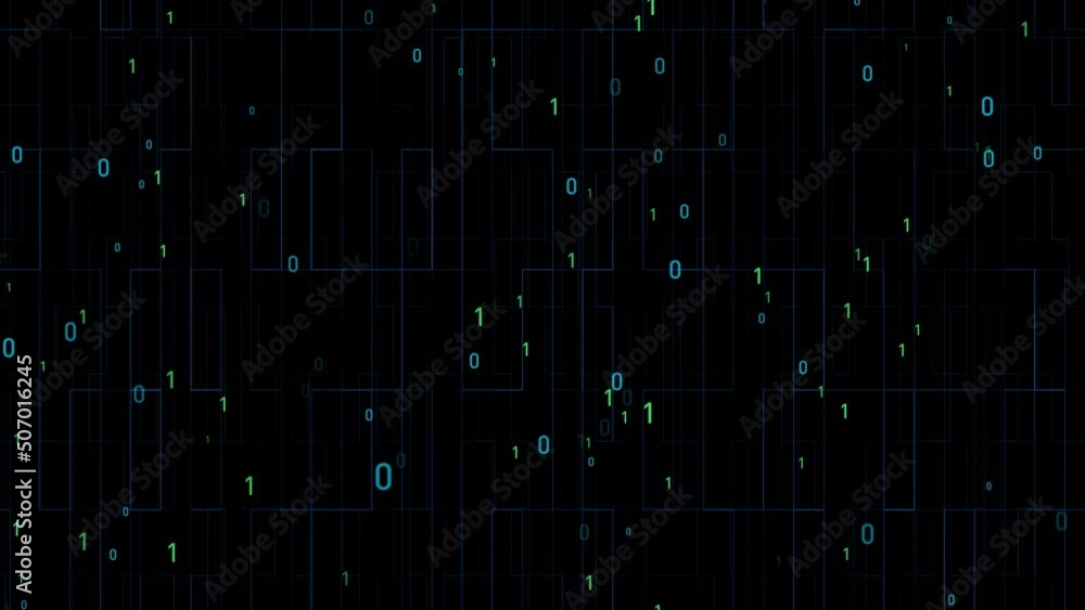 Abstract tech background. Floating Numbers HUD Background. Matrix particles grid virtual reality ...