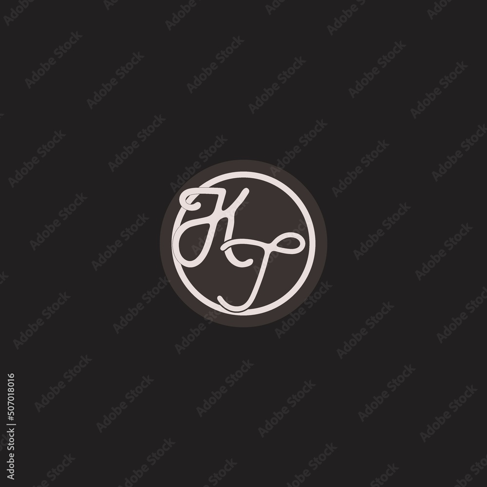 Initials KT logo monogram with creative elegant circle line design ...
