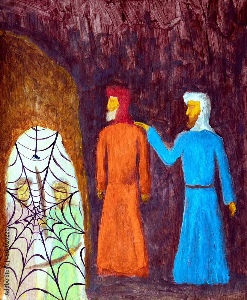 Oil painting Religious illustration of 2 Muslim men Muhammad and Abu ...