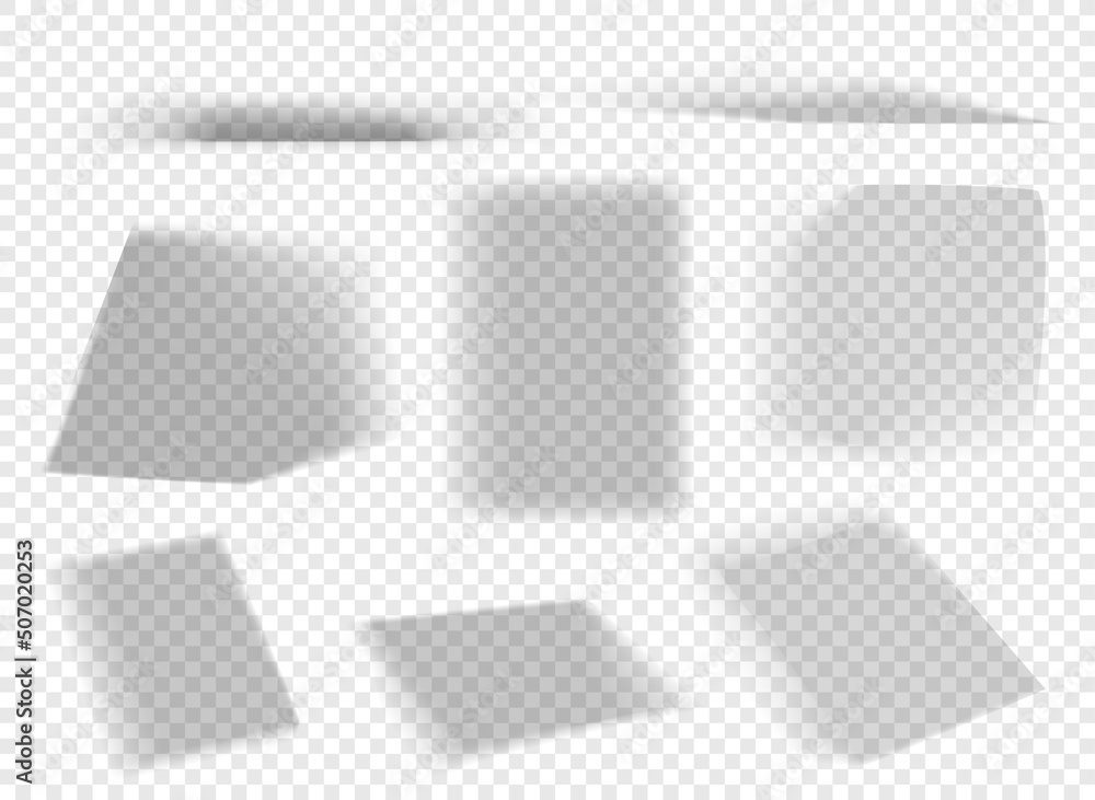 Realistic Shadows set on transparent background. Shadow overlay vector ...