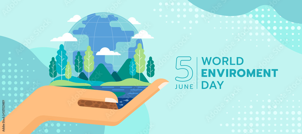 world environment day - hand hold the environment on earth consists of ...