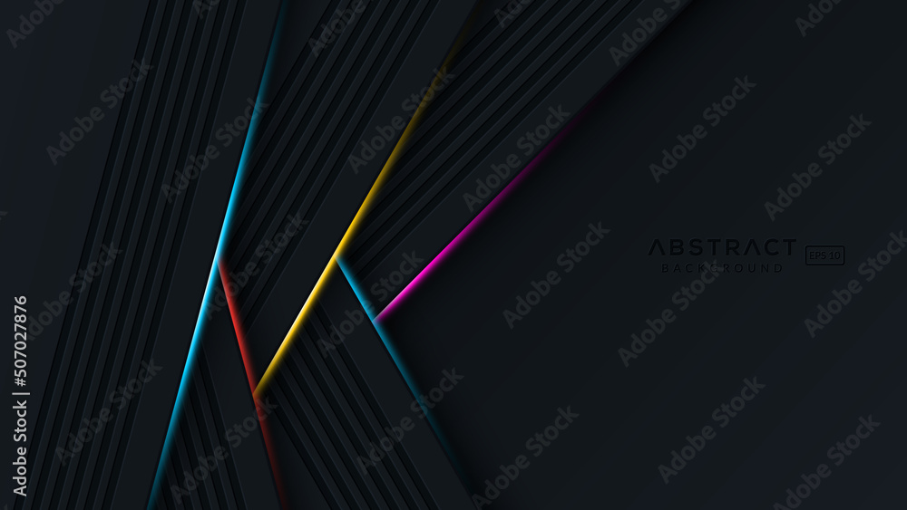 Luxury black abstract dimension background with colorful light Stock ...