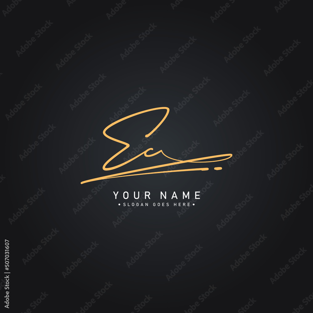 Initial Letter EC Logo - Handwritten Signature Style Logo Stock Vector ...