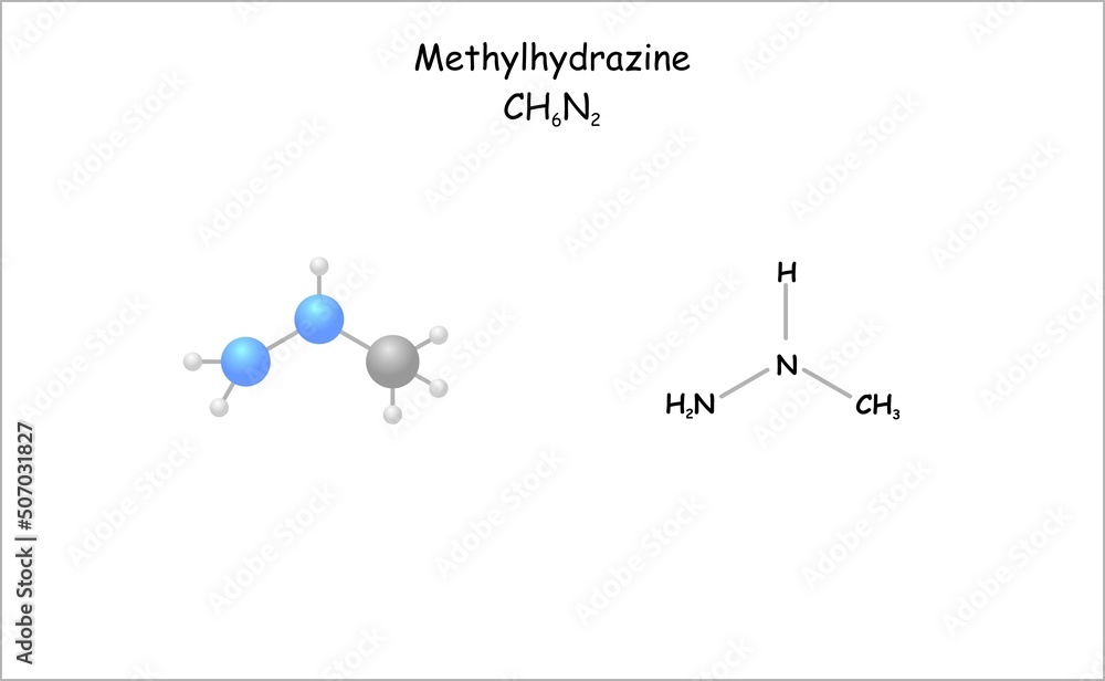 Stylized Molecule Model Structural Formula Of Methylhydrazine Toxin Is Related To The False