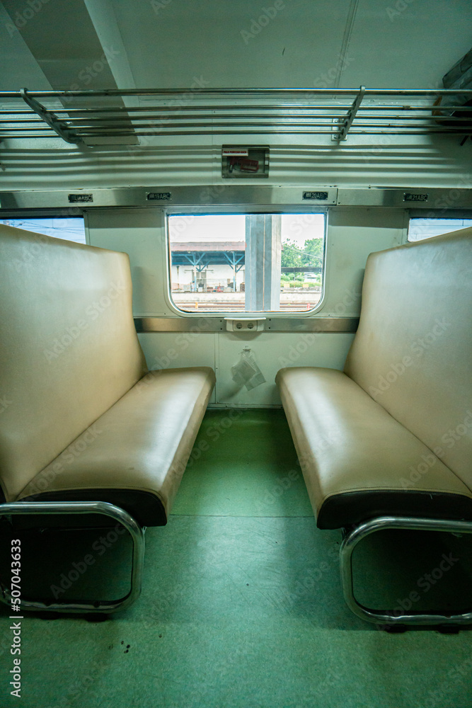 Foto de The shape of the seat of an economy class train in Indonesia ...