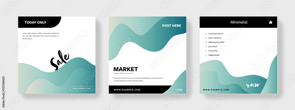 Teal soft colors, business social media posts, instagram and facebook ...