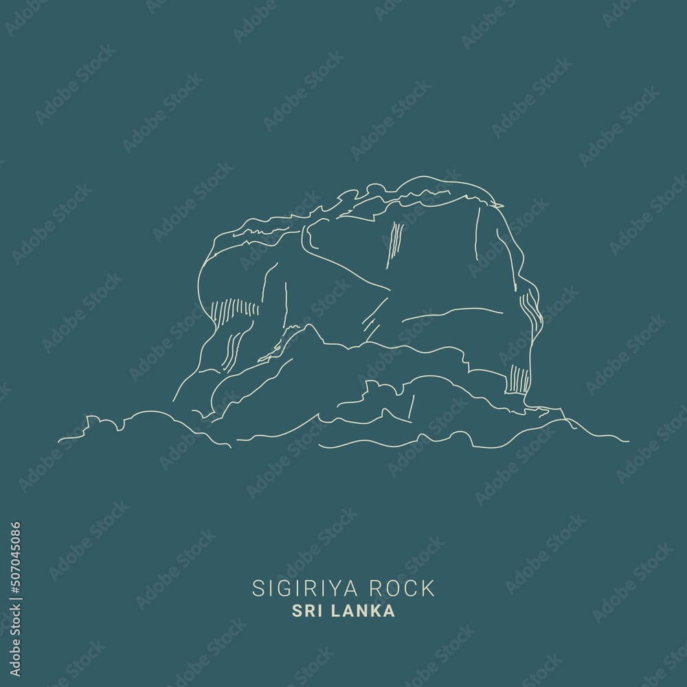 Vecteur Stock Sri Lanka - Sigiriya Rock historical places, landmark ...