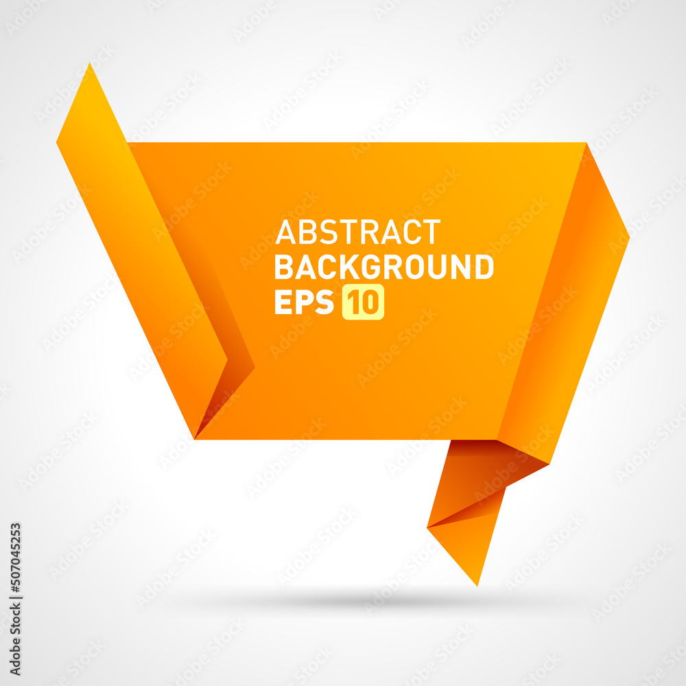 Folded origami leaf vector abstract template. Saturated yellow paper ...
