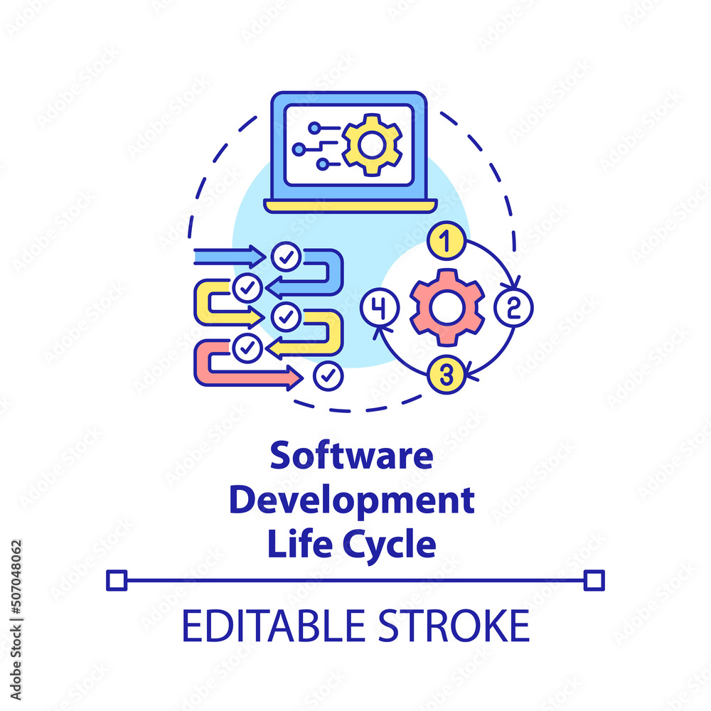 Software development life cycle concept icon. Process steps. Programming skills abstract idea ...