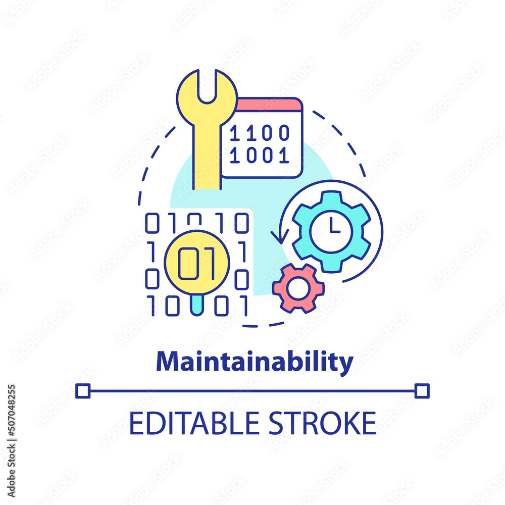Vetor de Maintainability concept icon. Programing language choice ...