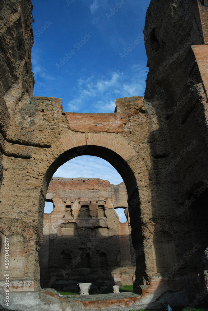 Ancient Roman architecture and setting, Mosaic, Statues Stock Photo ...