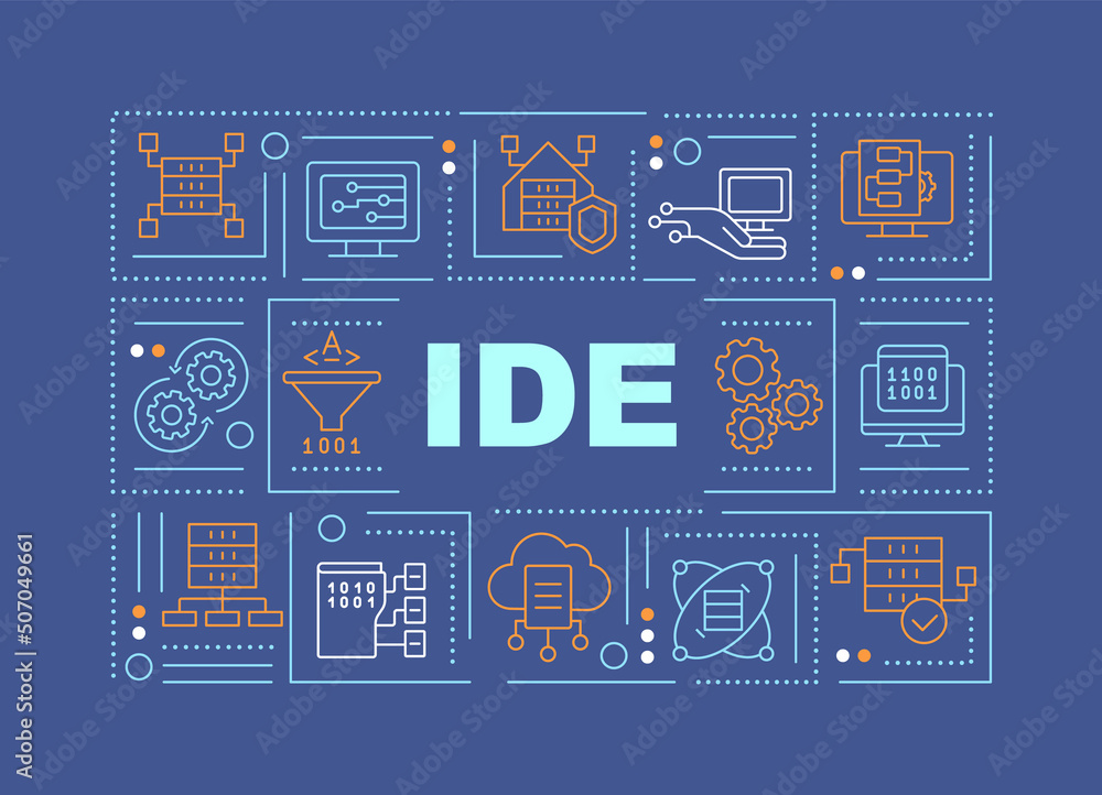 Vetor de Integrated development environment word concepts dark blue ...