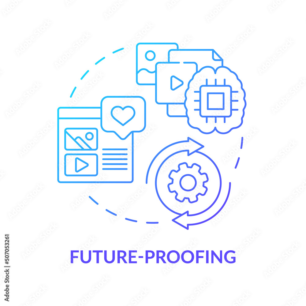 Future proofing blue gradient concept icon. Improve service. Digital ...