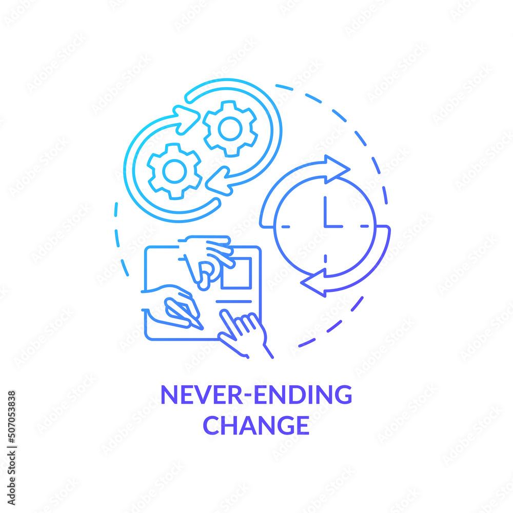 Vetor de Never ending change blue gradient concept icon. Technologies ...