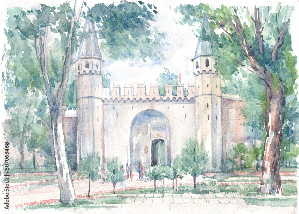 Sultan's Topkapi Palace Gate, historical landmark 15th century Topkapi ...