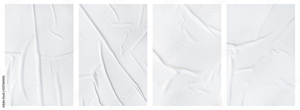 Set of wrinkled paper templates. wet blank paper for poster and text ...