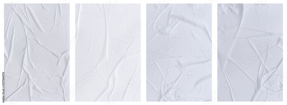 Set of wrinkled paper templates. wet blank paper for poster and text ...