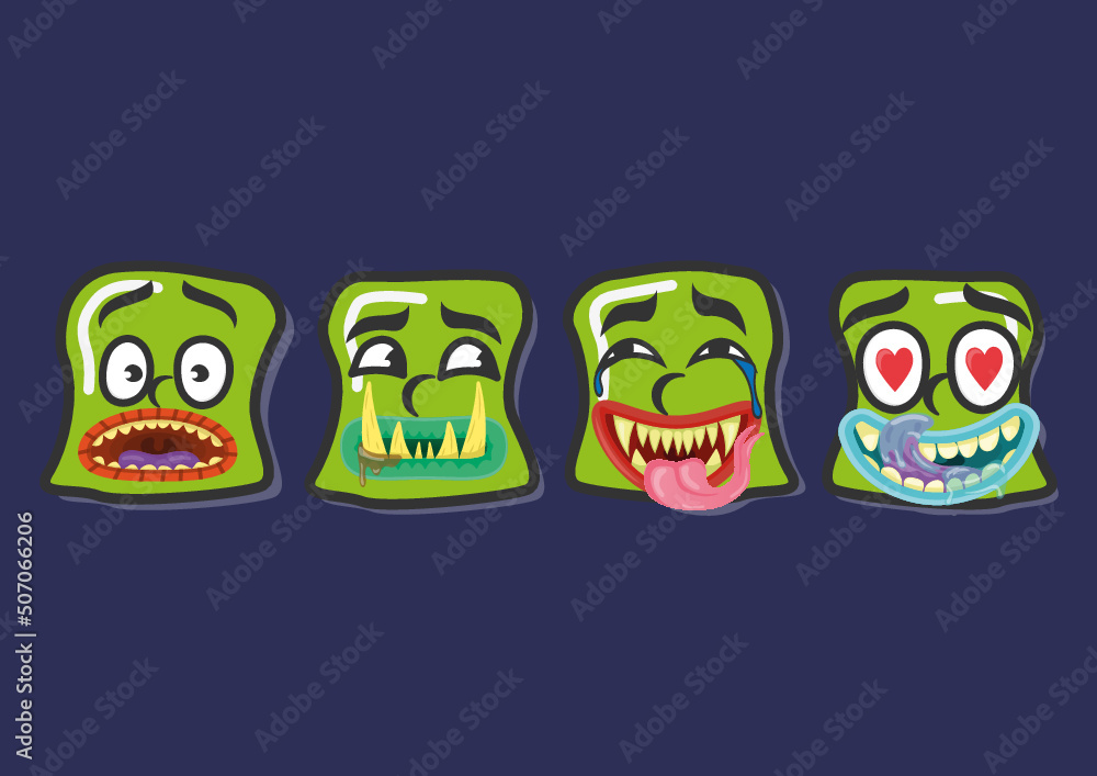 set of funny cartoon monsters Emotes for Streaming Stock Vector | Adobe ...